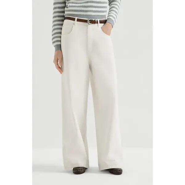 Brunello Cucinelli Relaxed Trousers With Monili - Panama