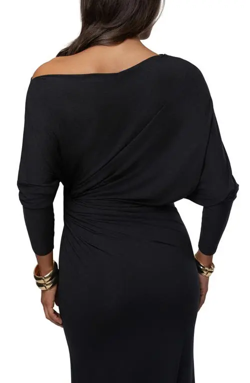 JLUXLABEL One-shoulder Long Sleeve Maxi Dress - Black