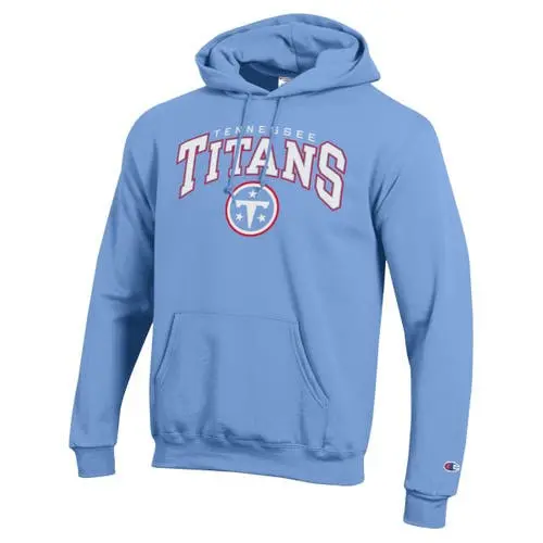Champion Tennessee Titans Powerblend Arch Over Logo Hoodie - Light Blue