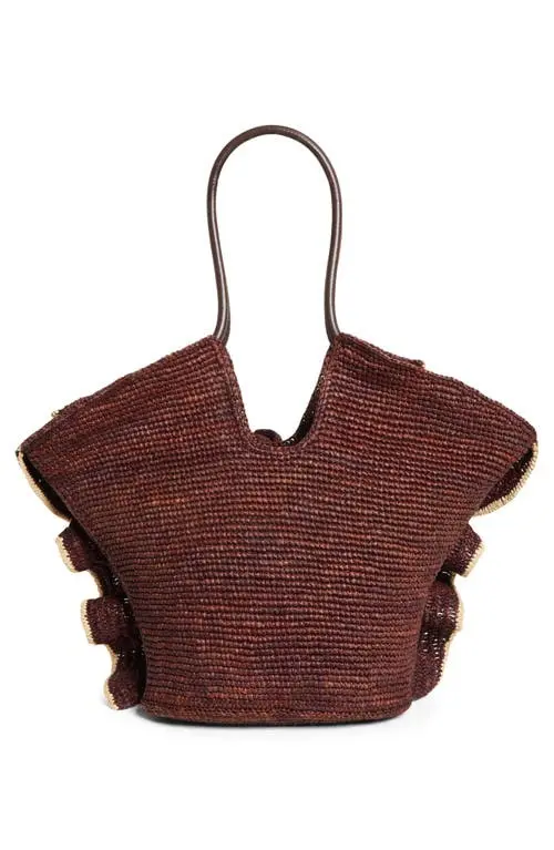 Zimmermann Medium Goldentime Ruffle Raffia Tote