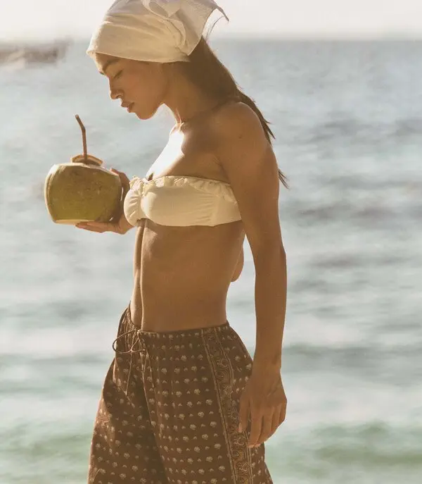DÔEN Cece Bandeau Bikini Top With Ruffle Trim
