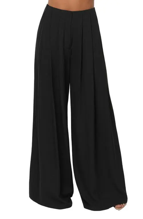 JLUXLABEL Pleated Crop Top And Wide Leg Pants Set