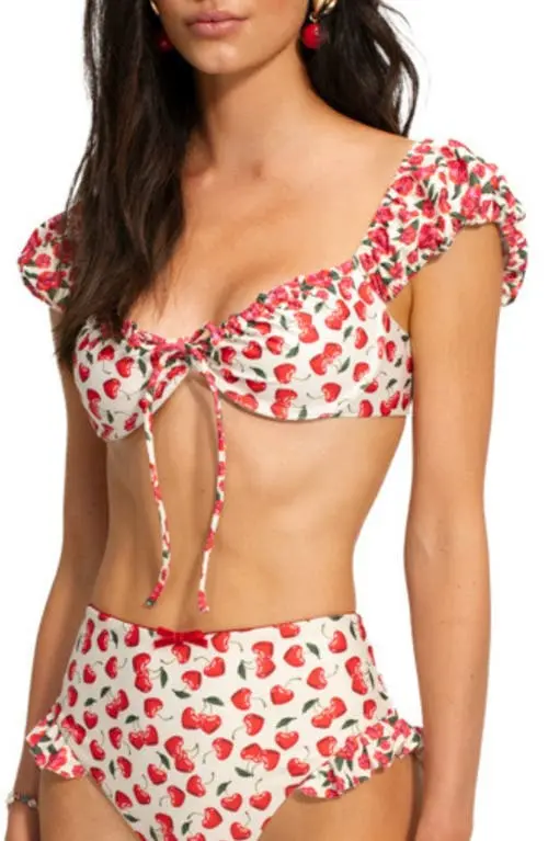 Agua Bendita Lupita Cherish Cap Sleeve Bikini Top - Red