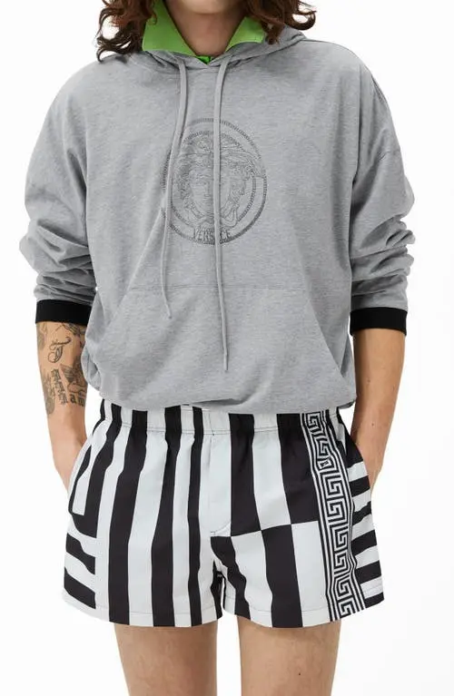 Versace Medusa Head Oversize Cotton Jersey Pullover Hoodie - Light Grey