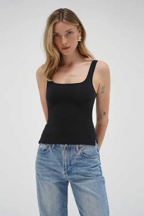 Lna Vara Spandex Jersey Tank - Black