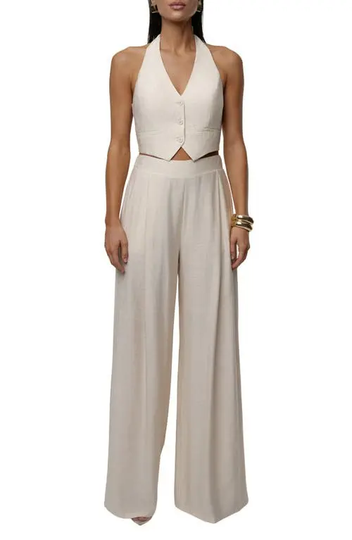 JLUXLABEL Halter Top & Wide Leg Pant Set - Cream