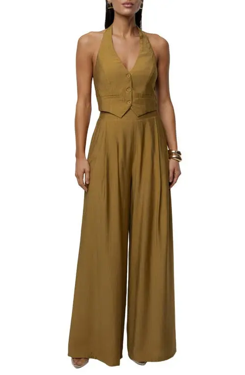 JLUXLABEL Halter Top & Wide Leg Pant Set - Green