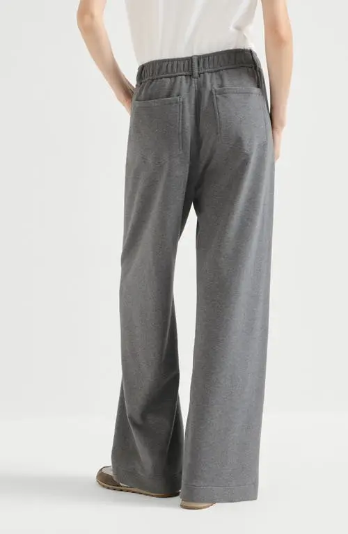 Brunello Cucinelli Smooth Cotton French Terry Trousers - Dark Grey