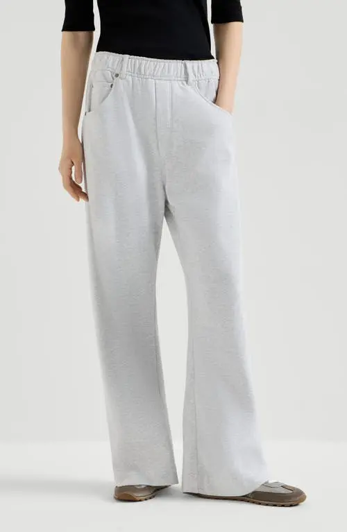 Brunello Cucinelli Smooth Cotton French Terry Trousers - Silver