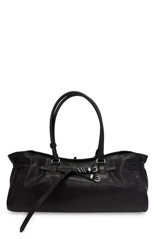 MARGESHERWOOD Soft Grandma Leather Shoulder Bag - Black Pull-up