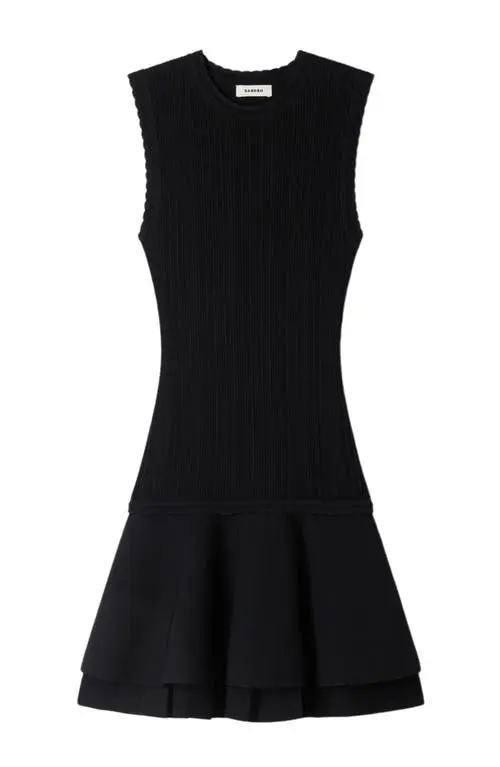 Sandro Short Knit Dress With Ruffles