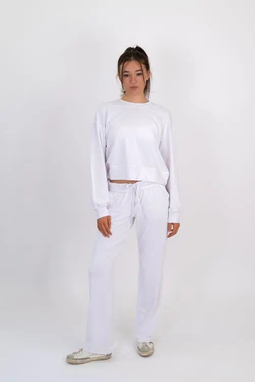 ON/OFF ESSENTIALS The Solace Wide Leg Sweatpant - White