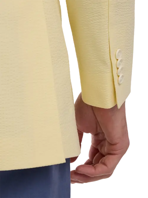 PAUL FREDRICK Cotton Blend Seersucker Single Breasted Notch Lapel Sport Coat