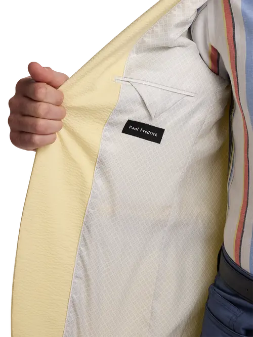 PAUL FREDRICK Cotton Blend Seersucker Single Breasted Notch Lapel Sport Coat