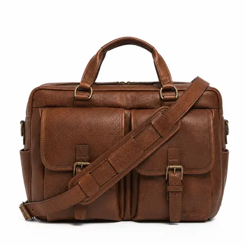 KORCHMAR Barton Leather Briefcase - Chocolate