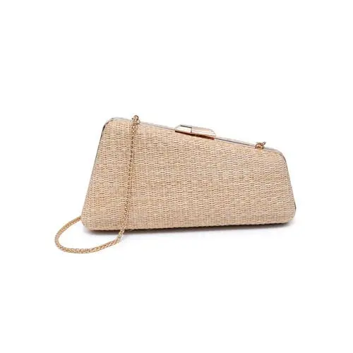 URBAN EXPRESSIONS Irene Straw Asymmetrical Evening Bag With Gold Hardware