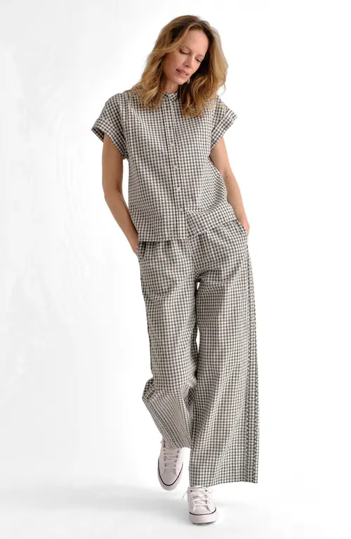 CARTOLINA Margo Gingham Seersucker Button-down Shirt - Moss