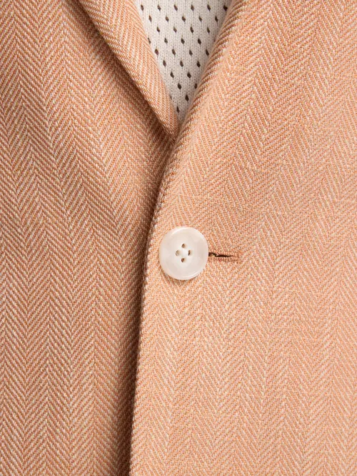 PAUL FREDRICK Cotton Blend Herringbone Single Breasted Notch Lapel Sport Coat
