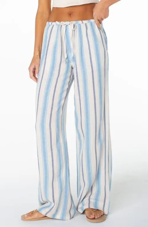 Roxy Iyla 2 Stripe Wide Leg Drawstring Pants - Cerulean