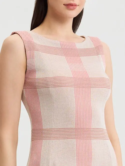 Misook A-line Multi Color Plaid Knit Dress