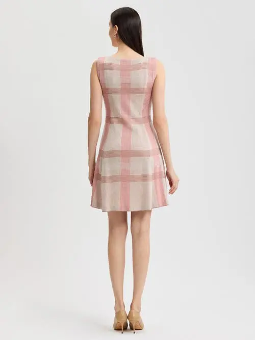 Misook A-line Multi Color Plaid Knit Dress