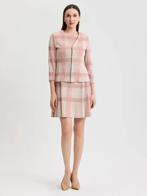 Misook A-line Multi Color Plaid Knit Dress