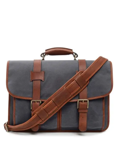 KORCHMAR Garfield Waxed Canvas Briefcase - Grey