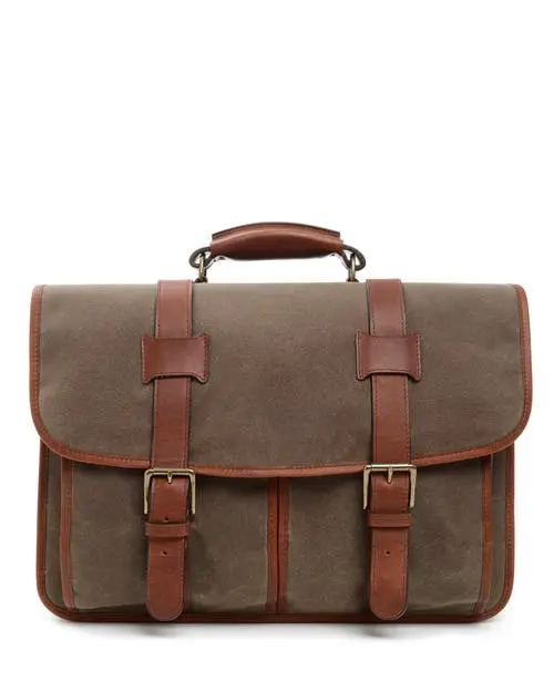 KORCHMAR Garfield Waxed Canvas Briefcase - Olive