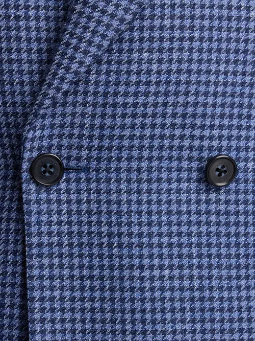 PAUL FREDRICK Wool Blend Houndstooth Double Breasted Peak Lapel Sport Coat