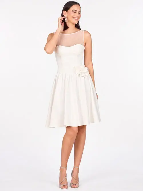 LARA NEW YORK Beaded Faux-wrap V-neck Bridal Gown - Ivory
