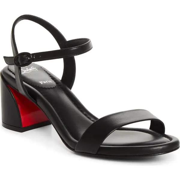 CHRISTIAN LOUBOUTIN Jane Block Heel Sandal - Black/black