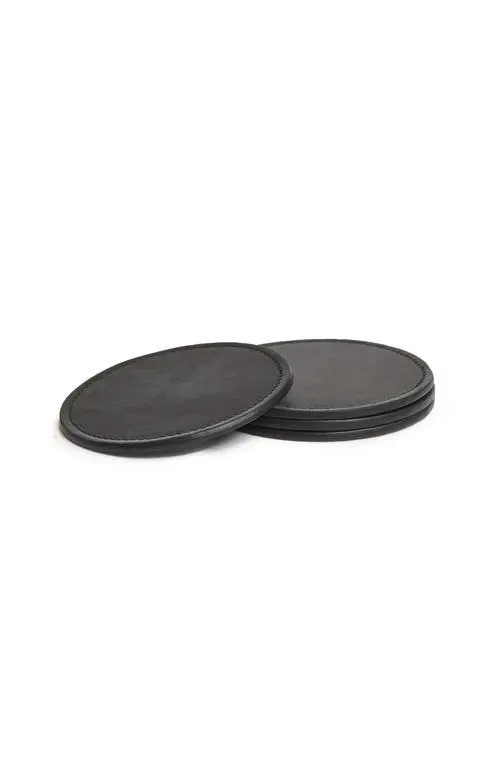 KORCHMAR Blake Leather Coaster Set - Black