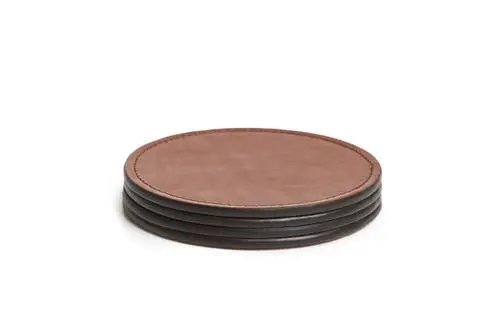 KORCHMAR Blake Leather Coaster Set - Brown