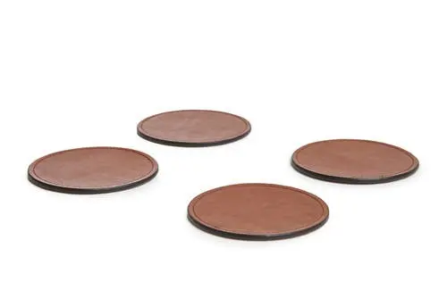 KORCHMAR Blake Leather Coaster Set - Brown