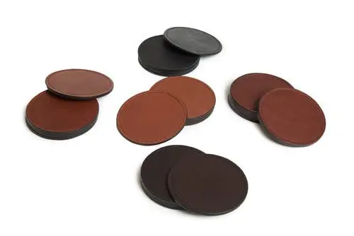 KORCHMAR Blake Leather Coaster Set - Brown