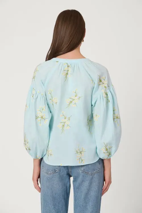 Shoshanna Floral Embroidered Cotton Fred Top