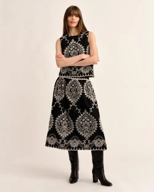 CARTOLINA Sp26 Georgia Midi Skirt - Black