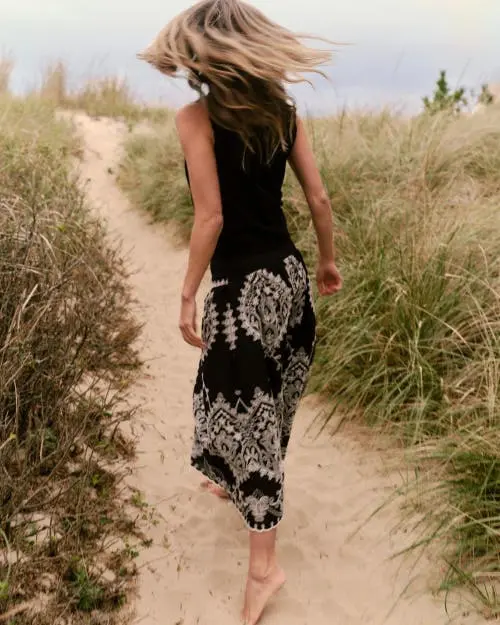 CARTOLINA Embroidered Cotton Voile Midi Skirt