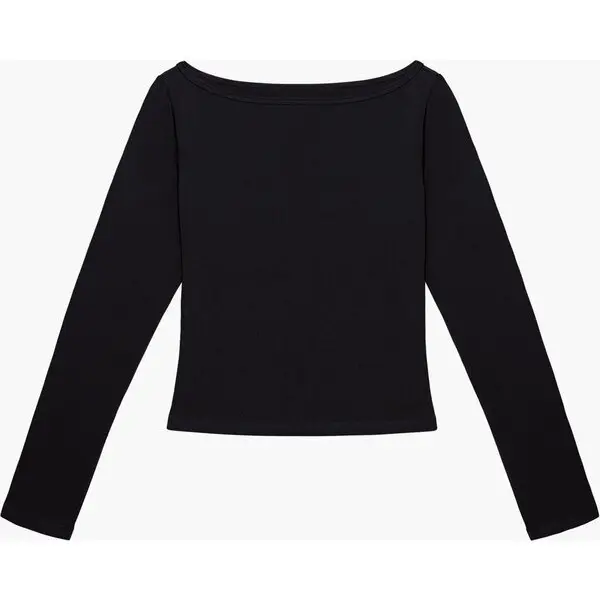ODDLI Long Sleeve Boatneck Top - Black