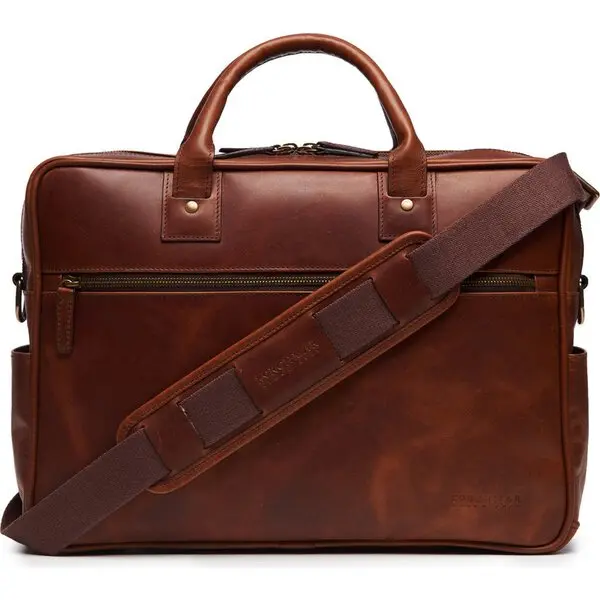 KORCHMAR Redford Leather Briefcase With Laptop Compartment - Espresso