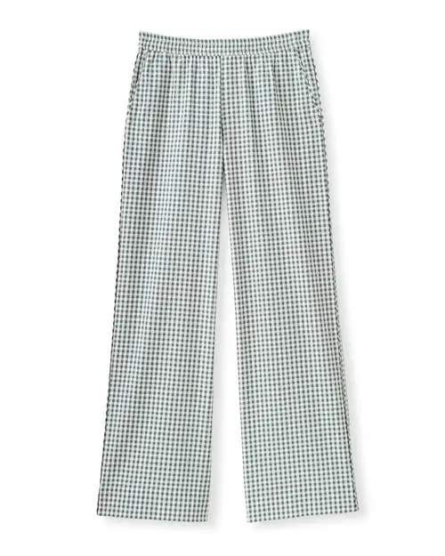 CARTOLINA Mia Gingham Wide Leg Pants - Moss