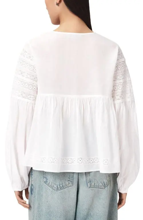 ALLSAINTS Neneh Lace Trim Eyelet Top