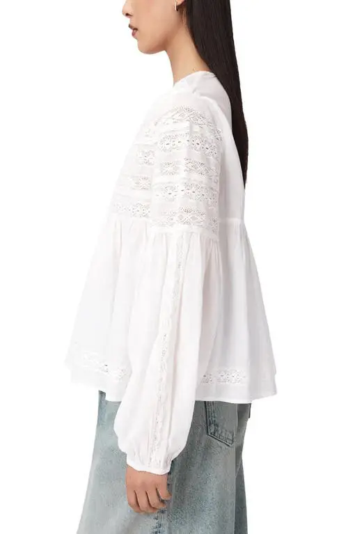 ALLSAINTS Neneh Lace Trim Eyelet Top