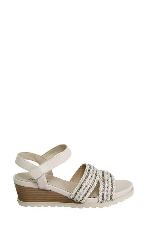 DAVID TATE Embellished Ankle Strap Wedge Sandals