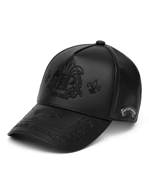 Philipp Plein Baseball Cap Gothic Plein Faux Leather