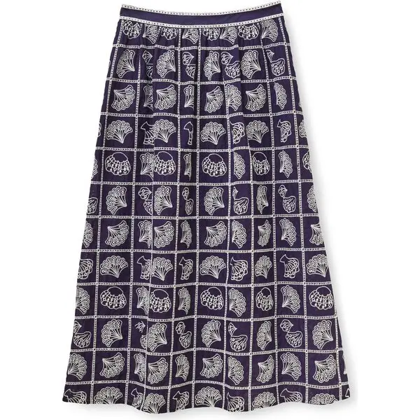 CARTOLINA Celine Eyelet Midi Skirt - Midnight Blue