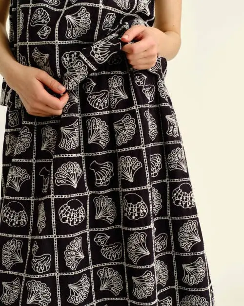 CARTOLINA Celine Eyelet Midi Skirt - Midnight Blue