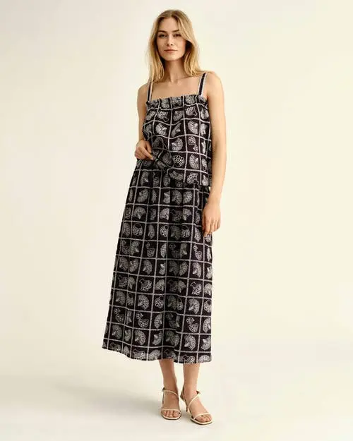 CARTOLINA Celine Eyelet Midi Skirt - Midnight Blue