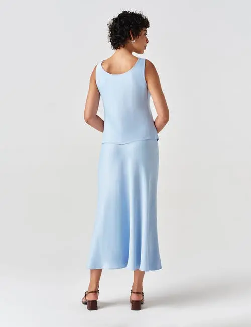 GHOST LONDON Nyla Cowl Neck Satin Top - Light Blue