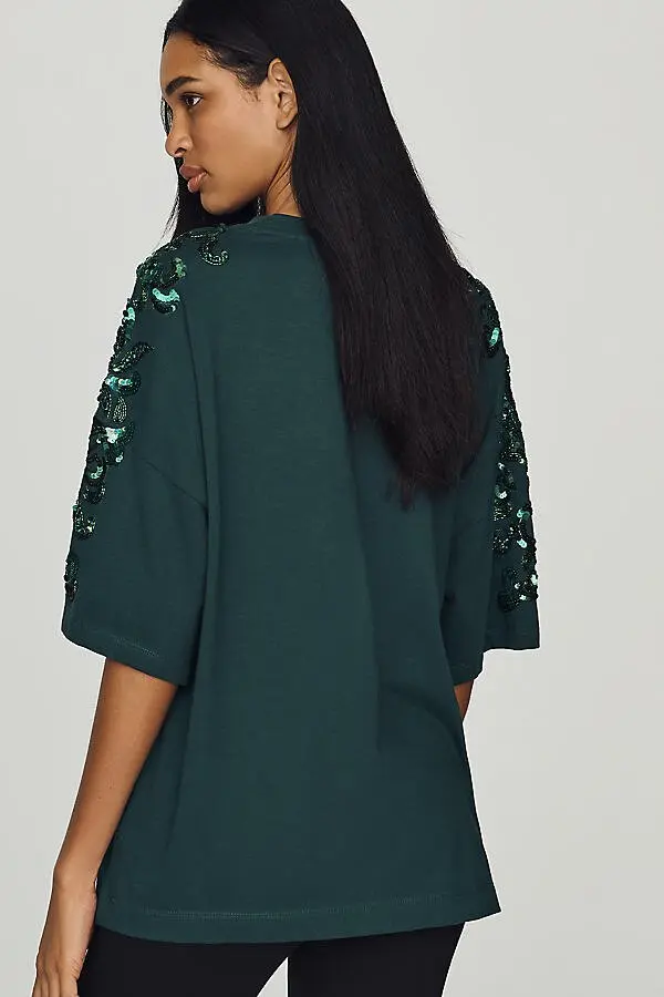 Essentiel Antwerp Kangoo Cotton Sequ-sleeve Tee